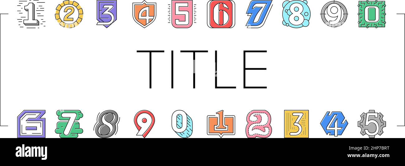 Numbers Numeral Title Collection Icons Set Vector Stock Vector Image ...