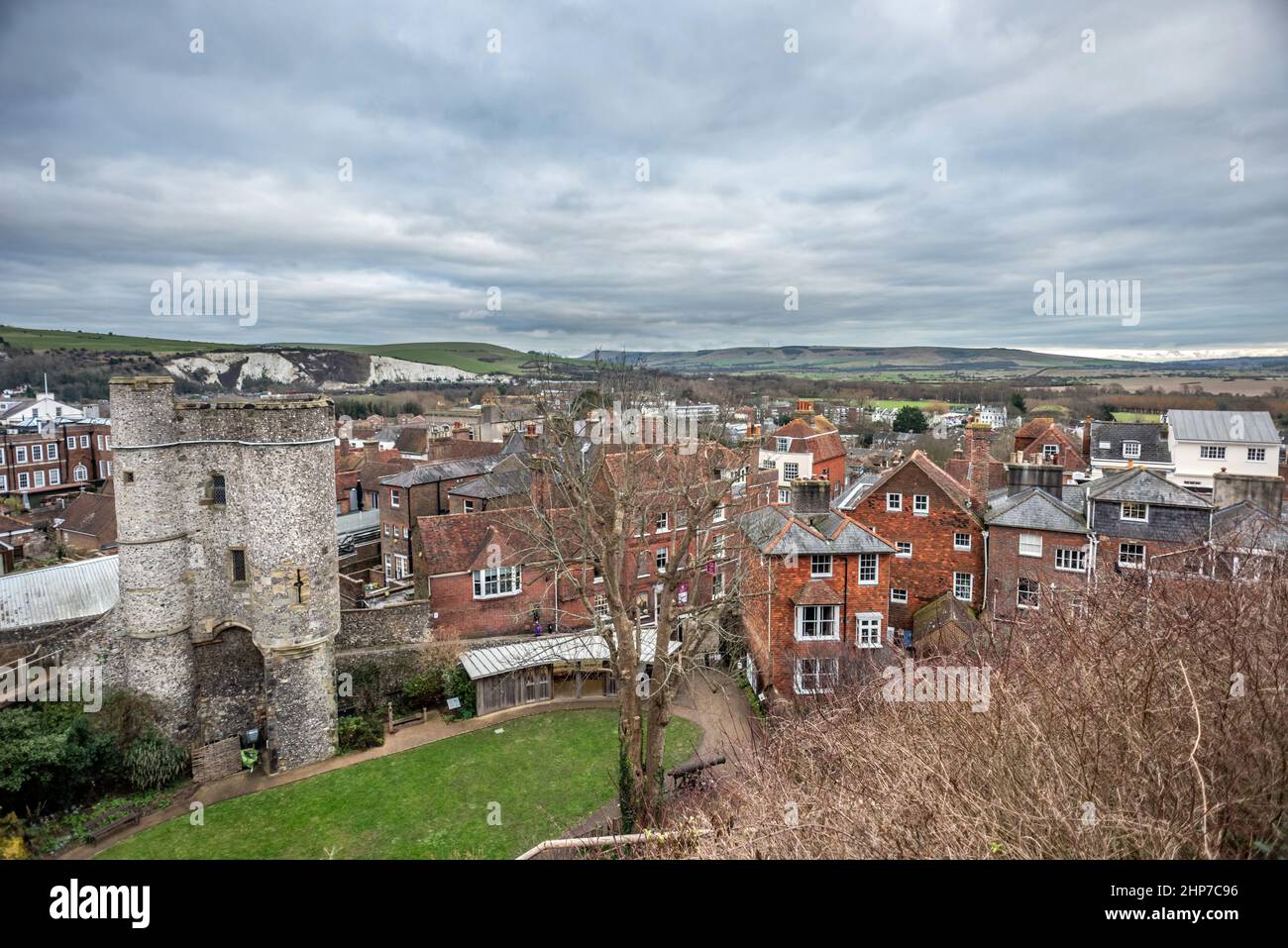 Brighton, February 3rd 2022: The view from the top of Lewes Castle ...