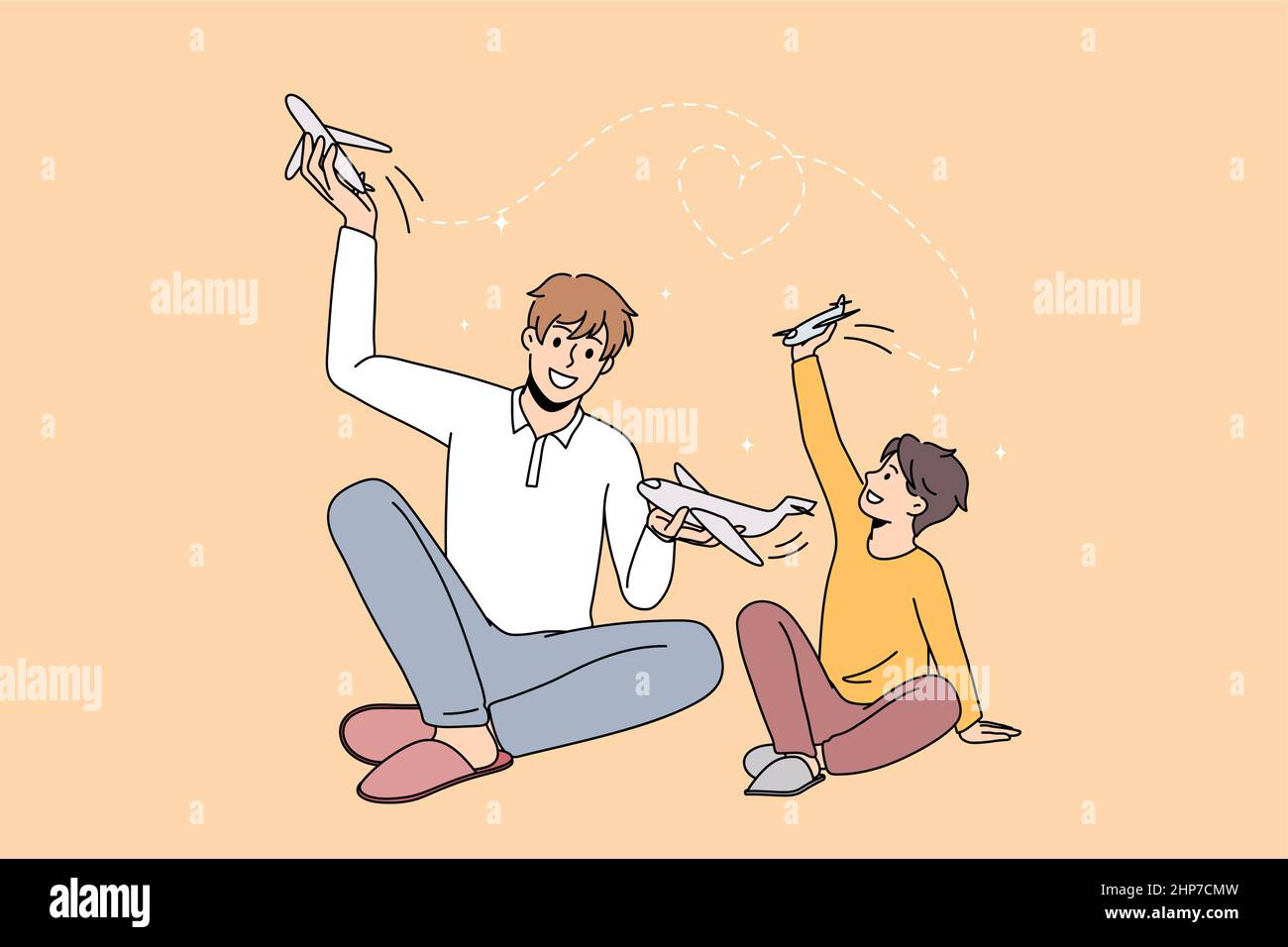 Happy single cartoon dad Stock Vector Images - Alamy