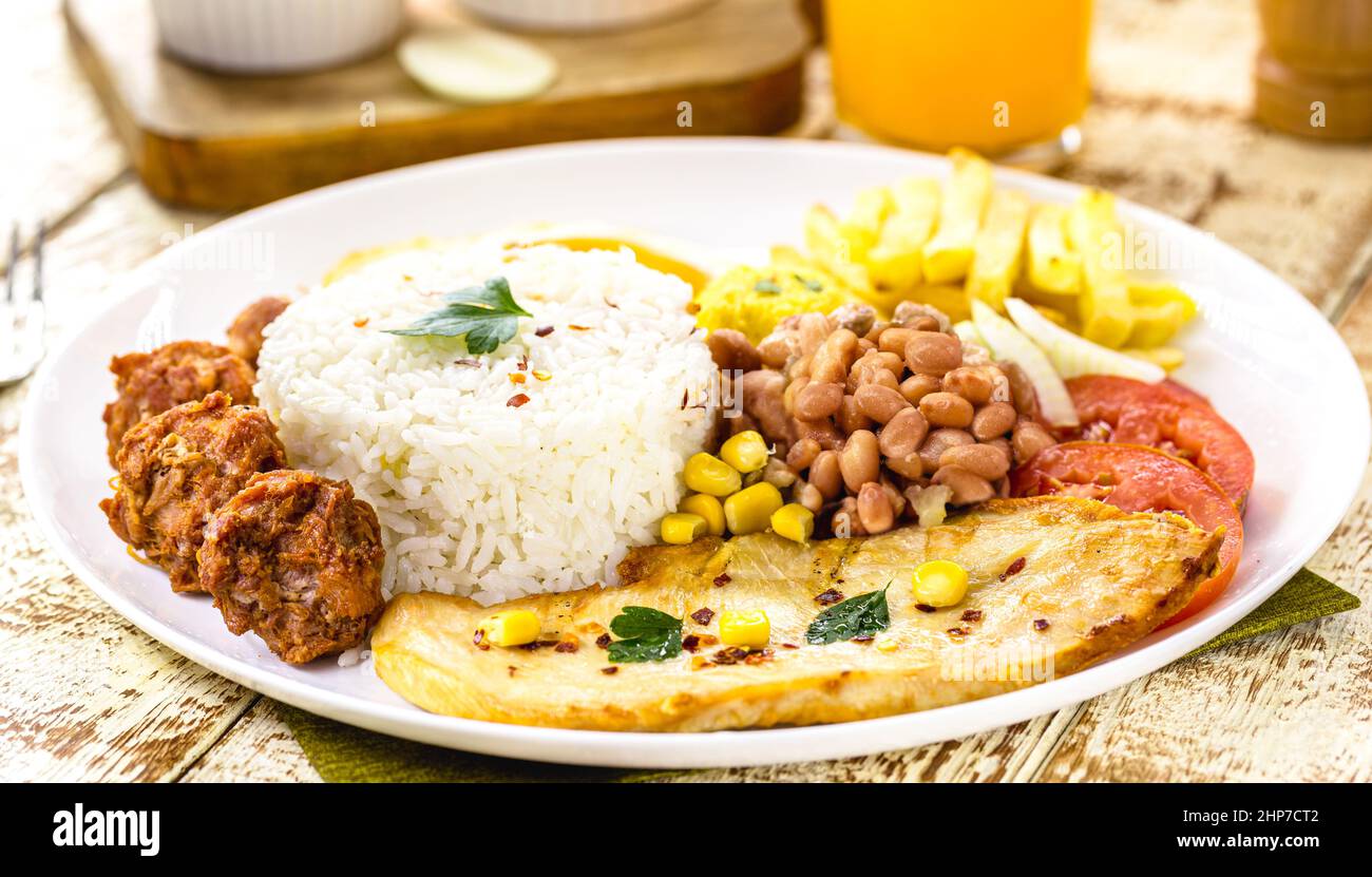 plate of rice and beans typical of brazil, healthy and light food ...