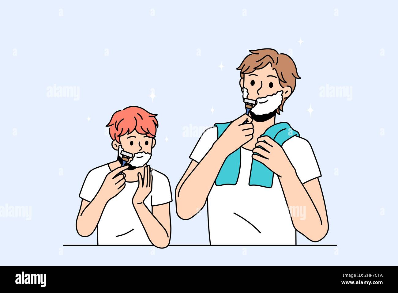 Father son shaving together Stock Vector Images - Alamy