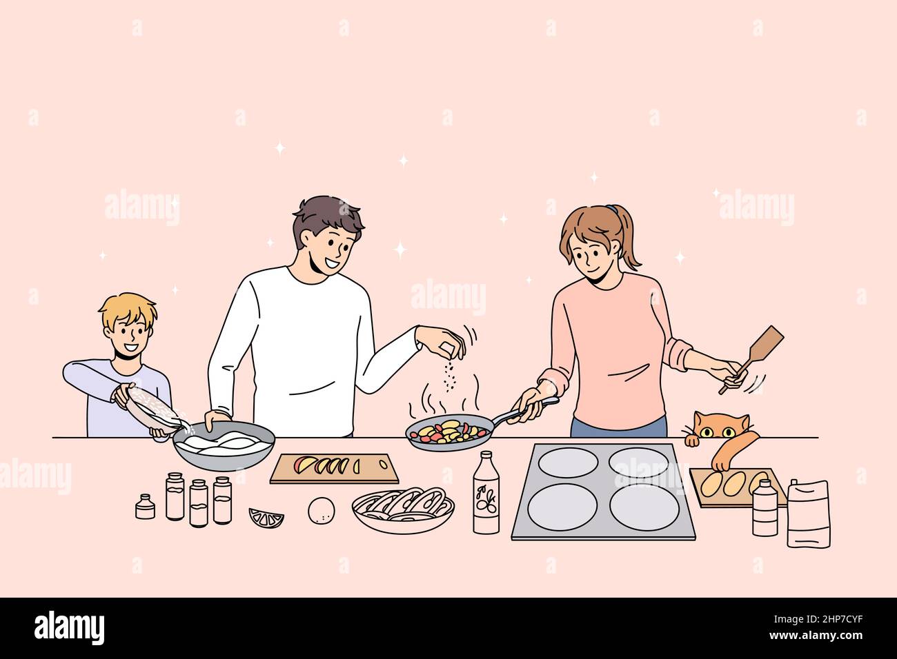 Woman eating kitchen table Stock Vector Images - Alamy