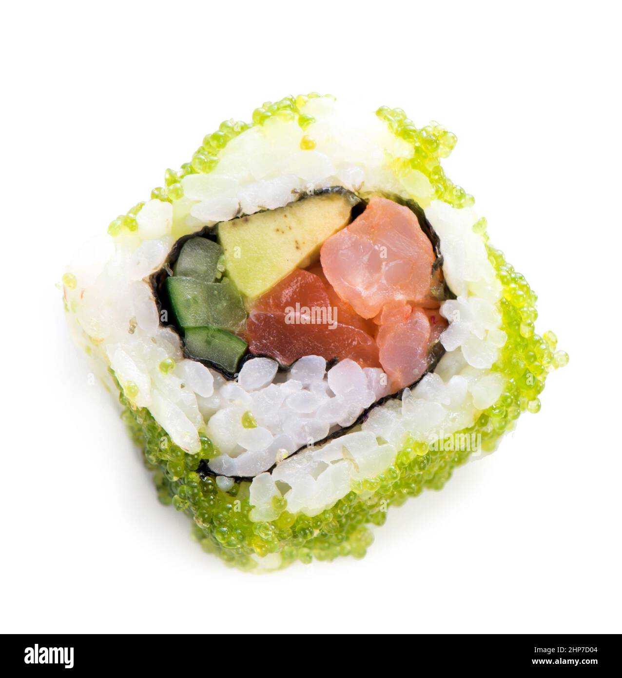 Philadelphia roll sushi with salmon, prawn, avocado, cream cheese ...