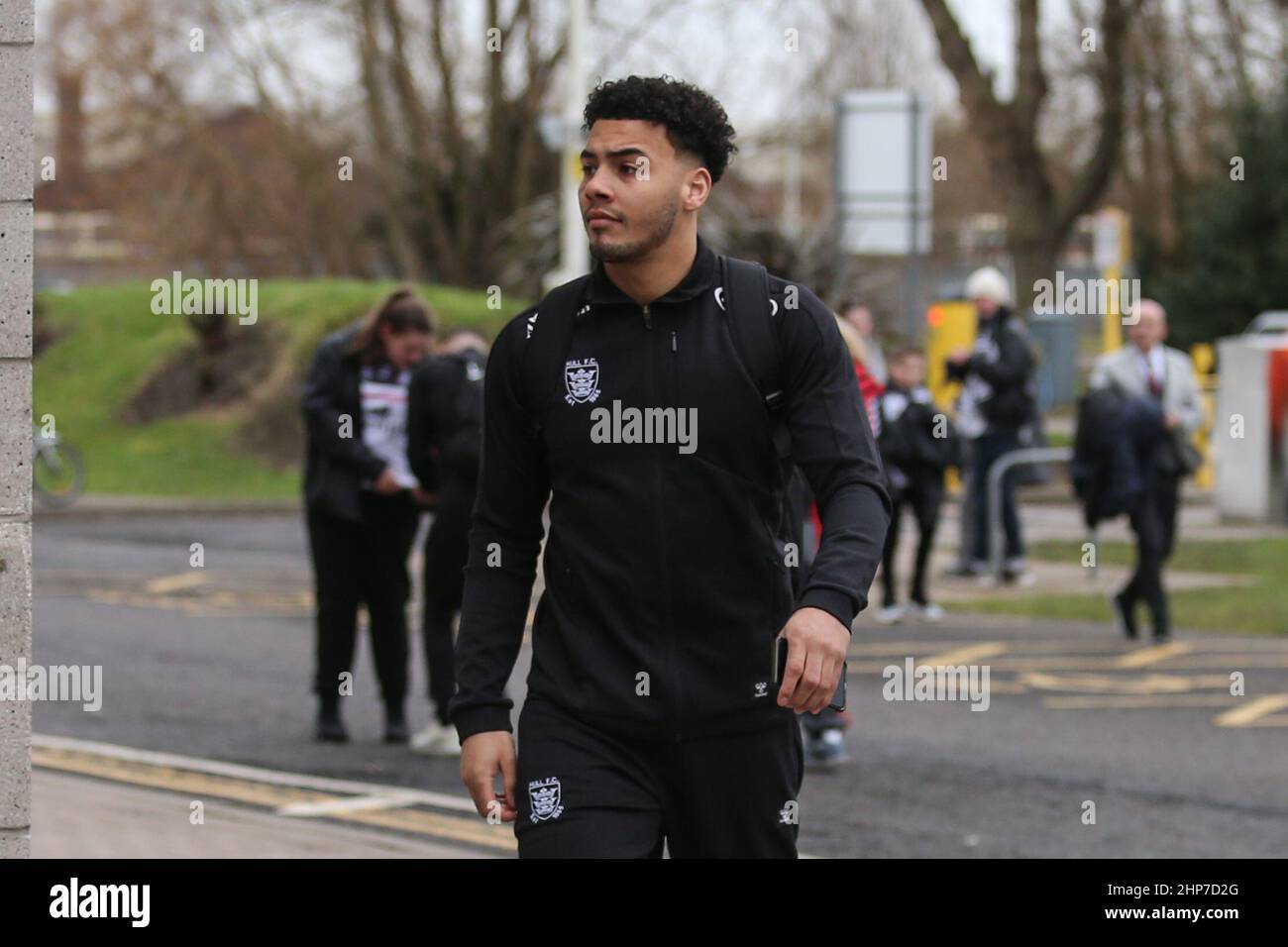 Darnell McIntosh (5) of Hull FC arrives at the MKM Stadium Stock Photo ...