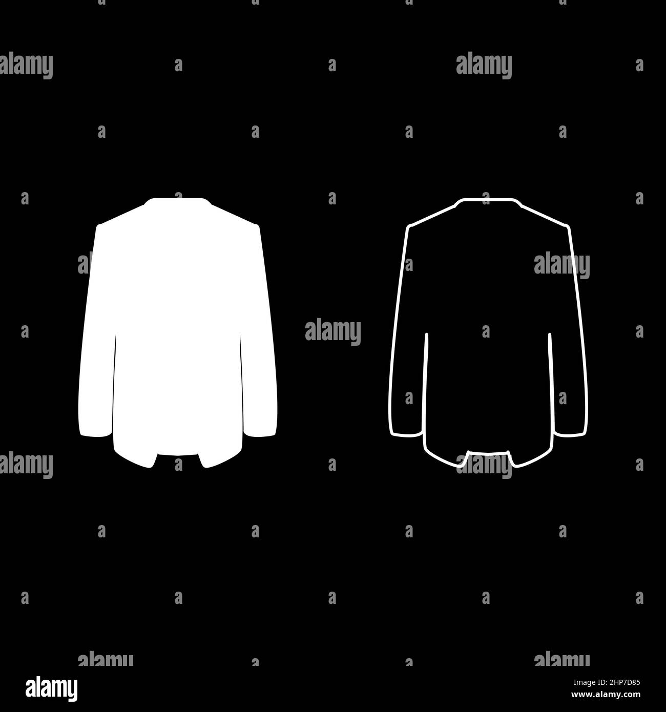 Jacket coat icon white color vector illustration flat style image set ...