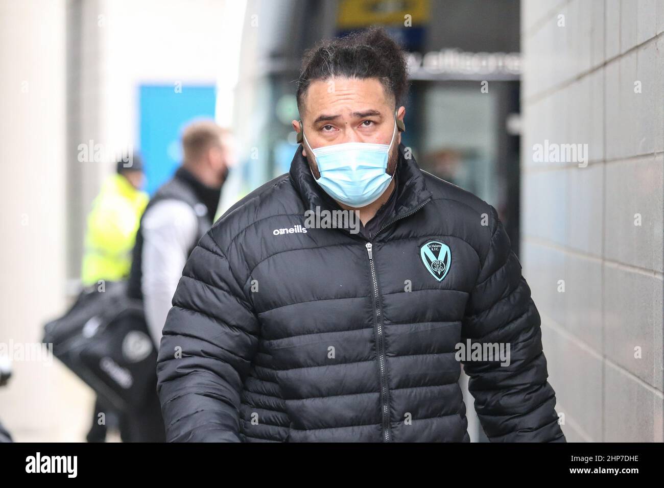 Konrad Hurrell (23) of St Helens arrives at the MKM Stadium in, on 2/19 ...