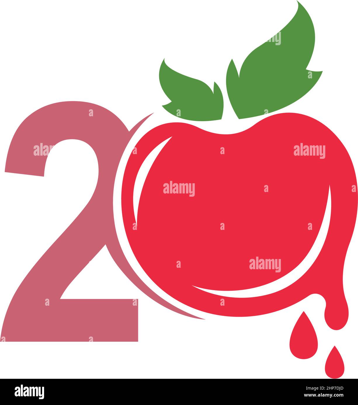 Number 2 with tomato icon logo design template illustration Stock ...