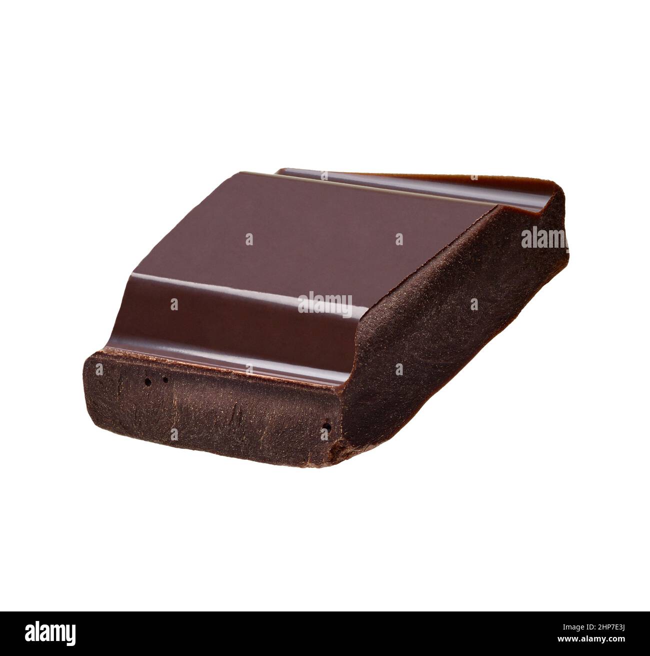 close up of chocolate pieces stack falling on white background Stock ...