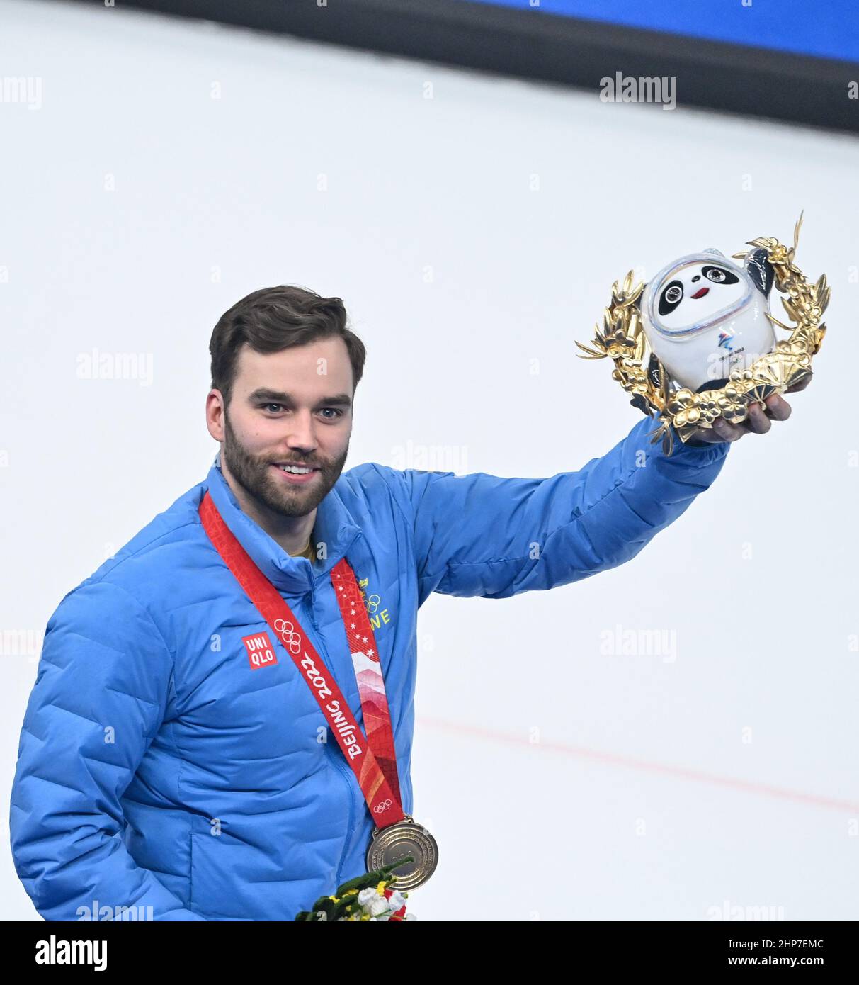 Beijing, China. 19th Feb, 2022. Oskar Eriksson of Sweden celebrates ...