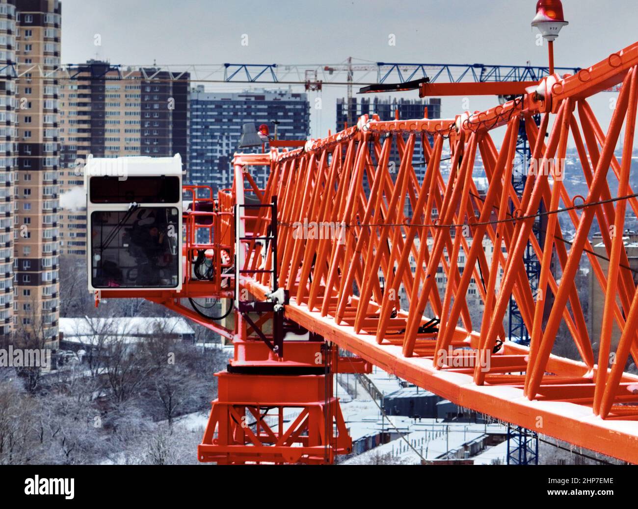 Construction Crane from Above. tower crane on the construction site ...