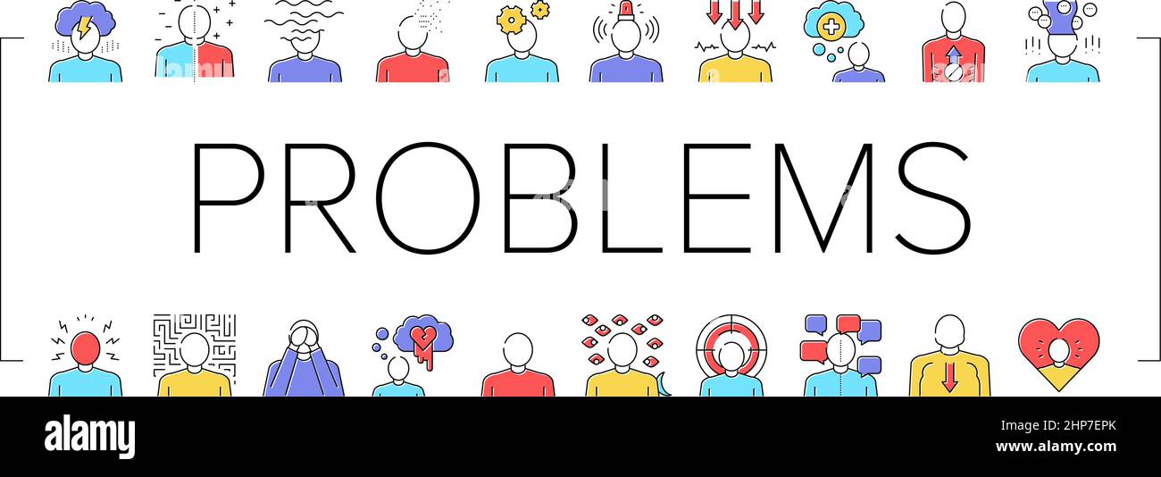 Psychological Problems Collection Icons Set Vector Stock Vector Image ...