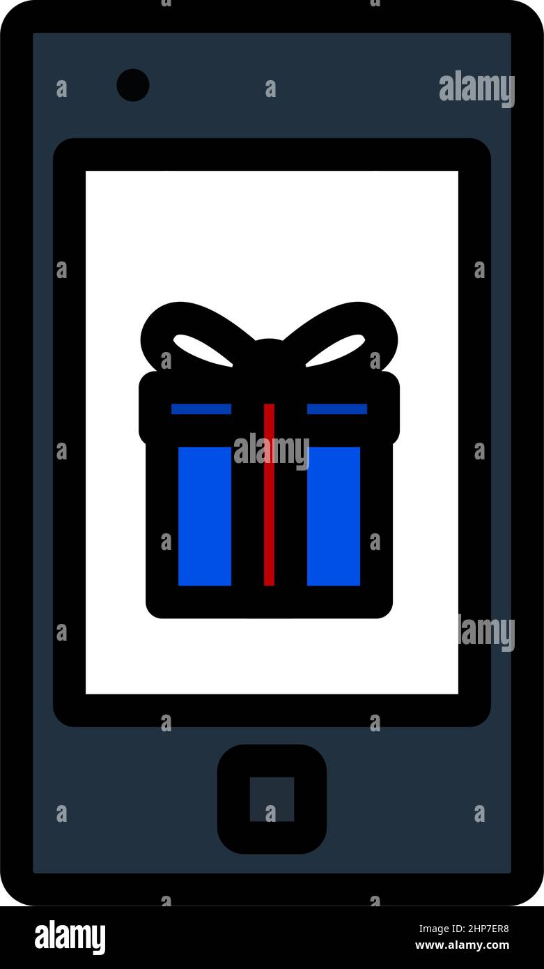 Smartphone With Gift Box On Screen Icon Stock Vector Image & Art - Alamy
