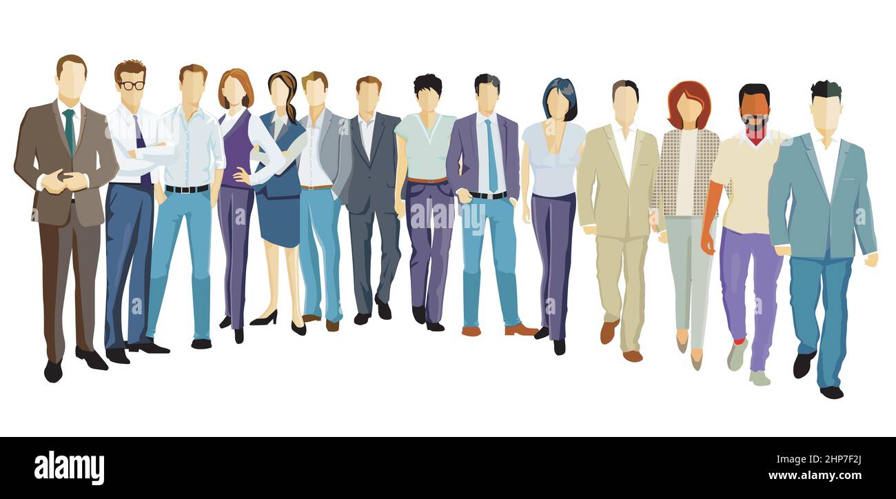 Business people standing together illustration, isolated on white ...