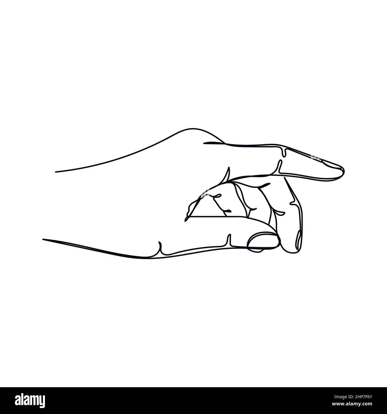 Vector Abstract Continuous One Single Simple Line Drawing Icon Of Hand