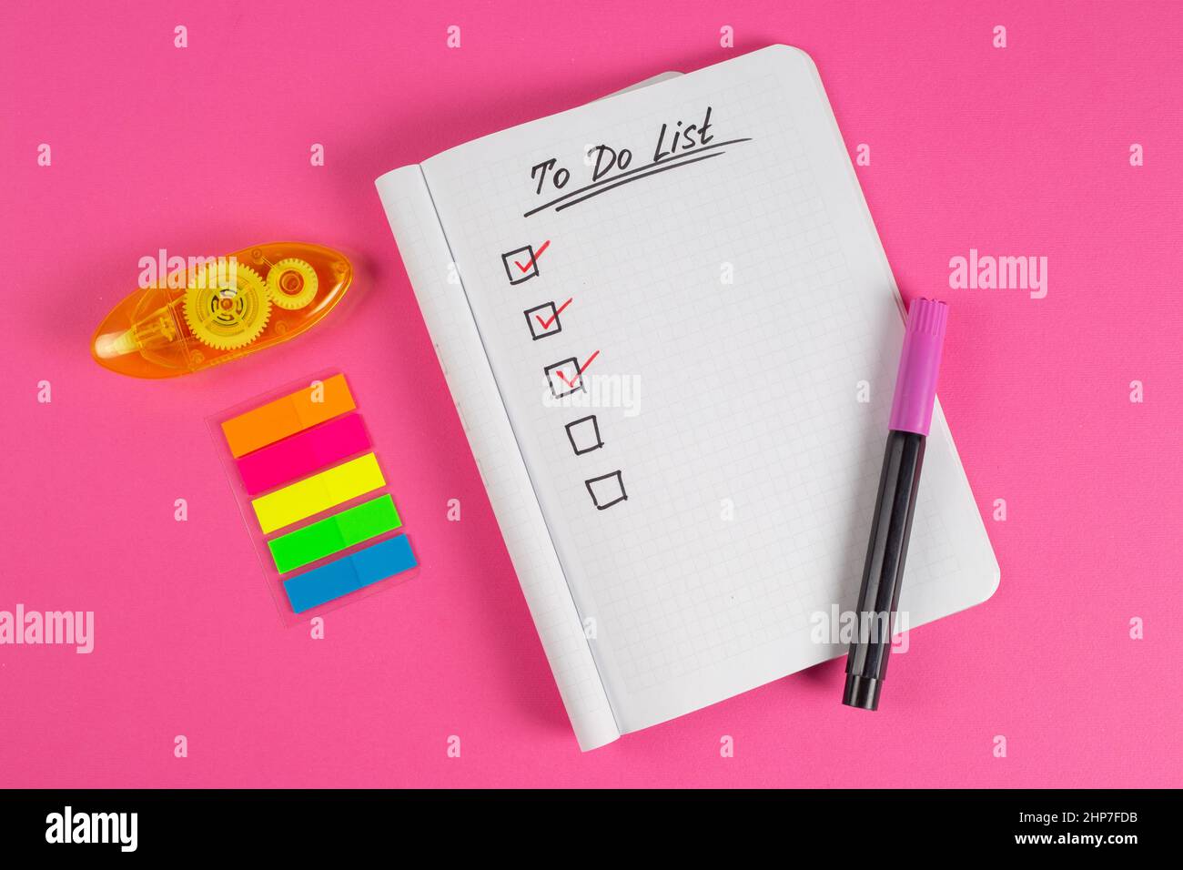 To do list in notebook plan. Top view, flat lay, copy space. Planning ...