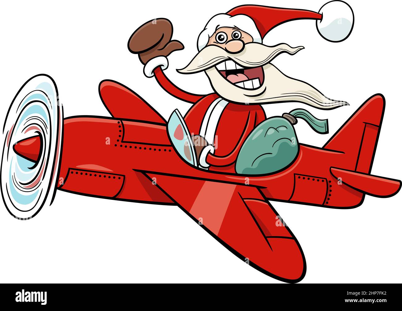 Santa claus in cartoon plane Cut Out Stock Images & Pictures - Alamy