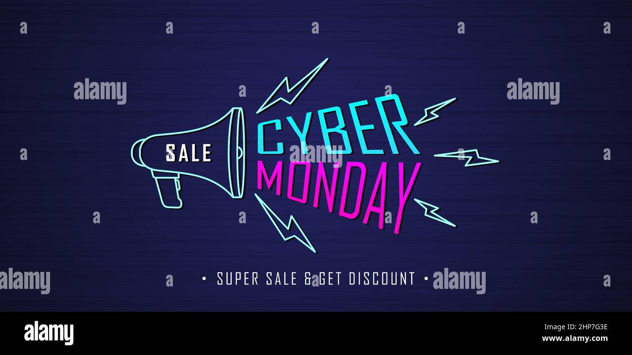 social media marketing concept of Cyber monday sale with megaphone ...