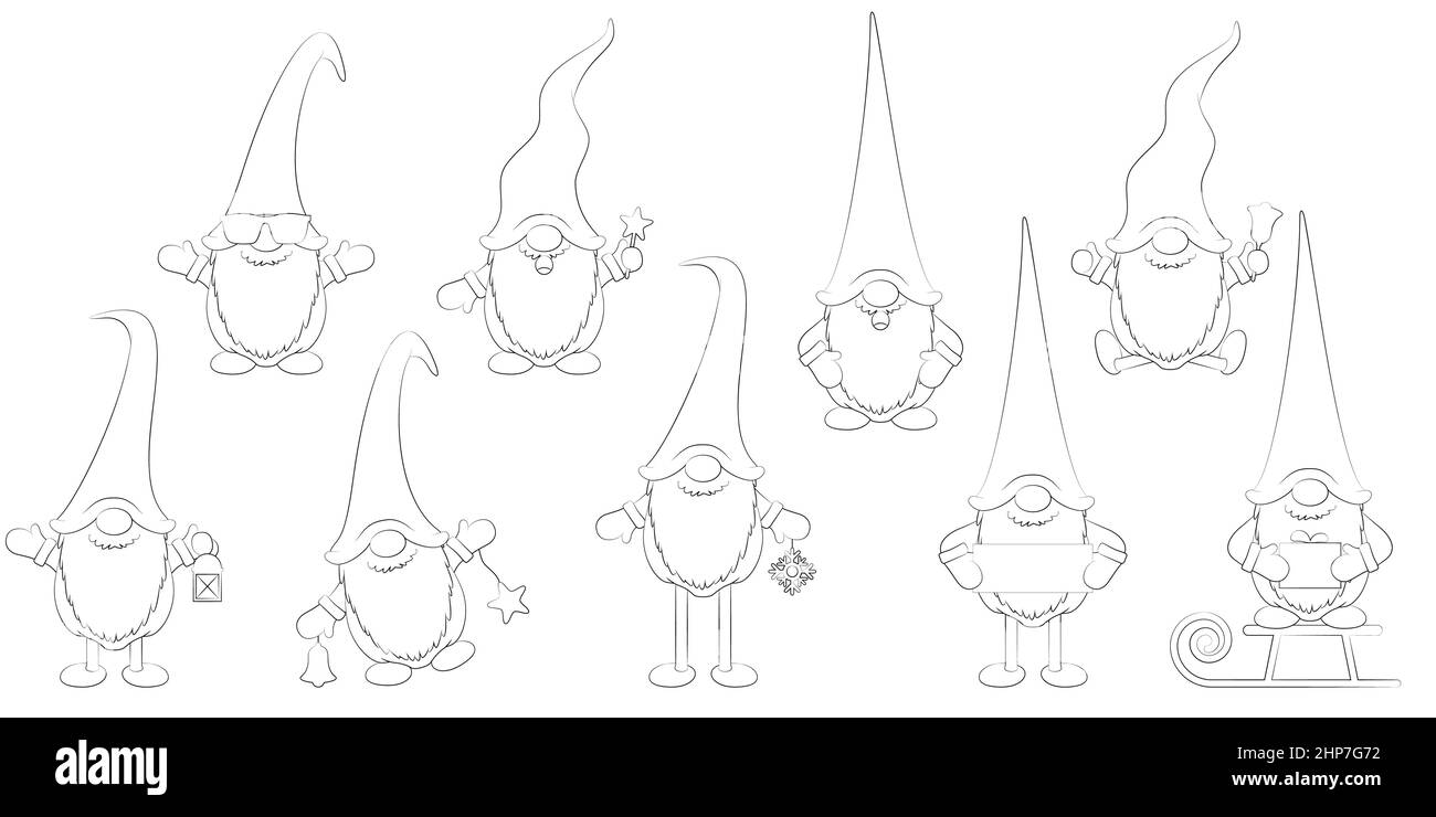 New year background gnome Black and White Stock Photos & Images - Alamy