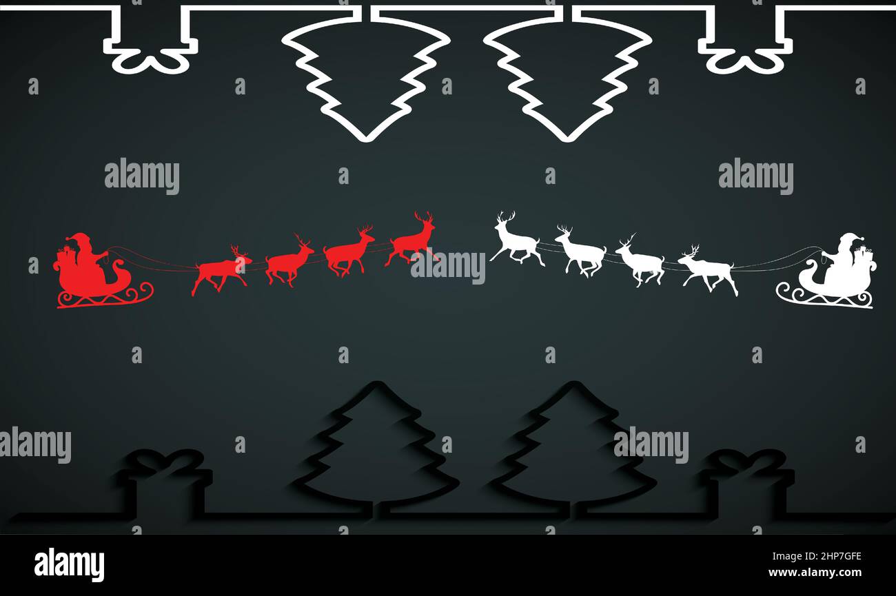 two Santa vehicle in different colors on abstract dark background Stock ...