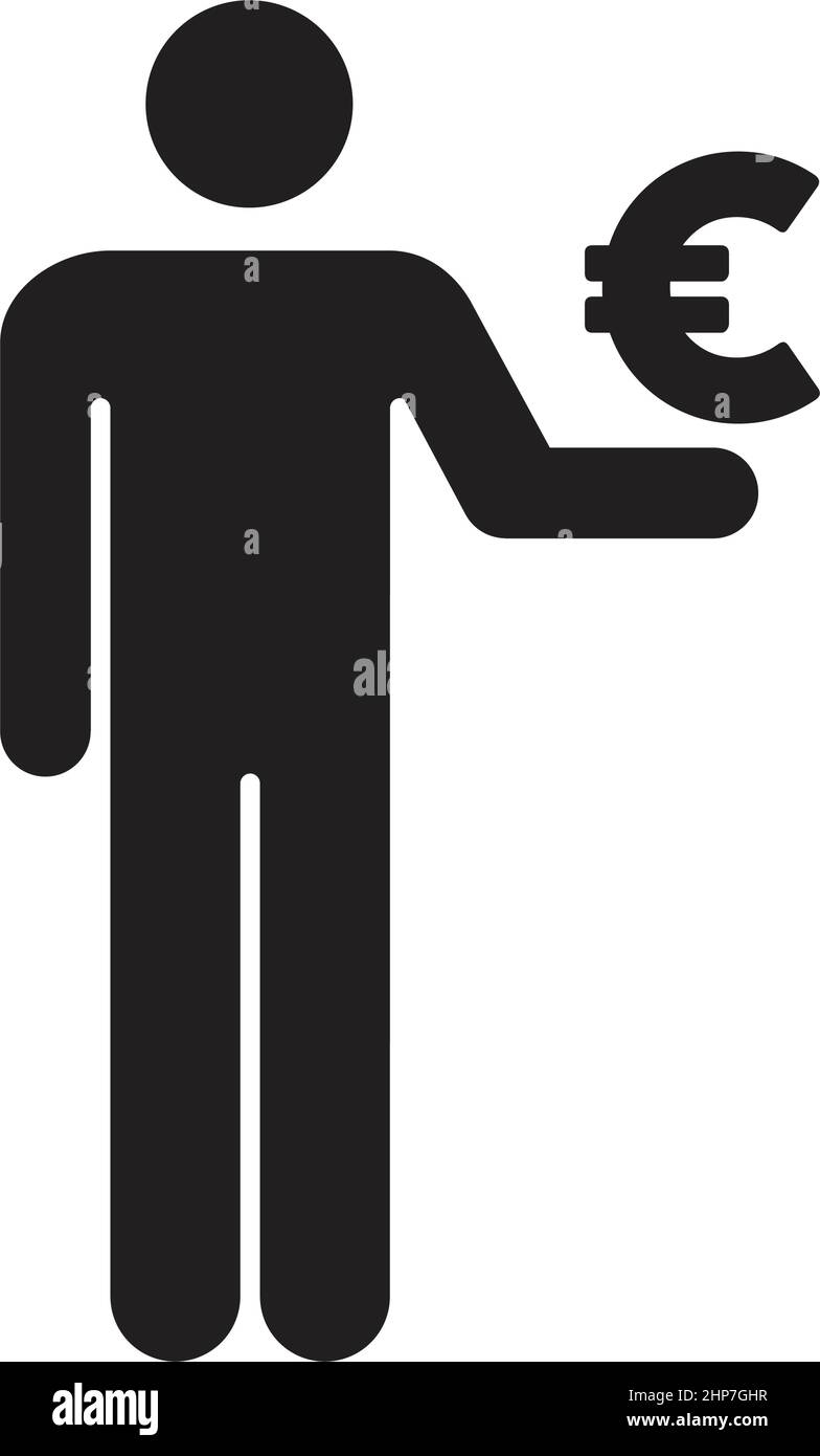 Euro sign with man icon vector currency symbol for business and finance ...