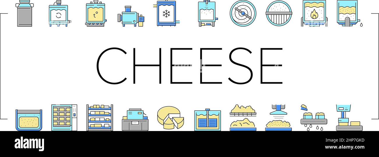 Cheese Production Collection Icons Set Vector Stock Vector Image & Art ...