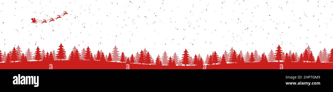 christmas landscape background with flying Santa Stock Vector Image ...