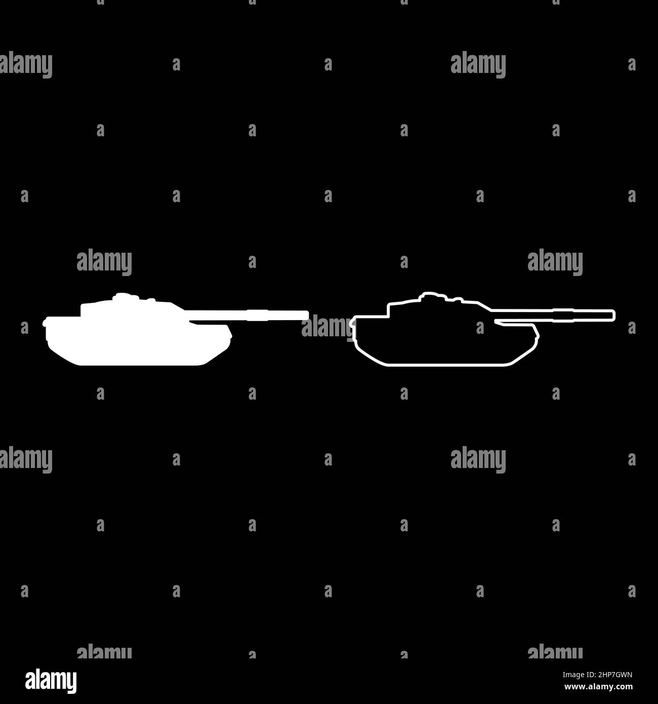 Tank Artillery Army machine Military silhouette World war icon white ...