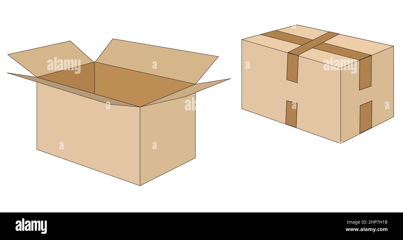 Open And Closed Cardboard Boxes Stock Vector Image & Art - Alamy Open And Closed Cardboard Boxes Stock Vector Image & Art - Alamy