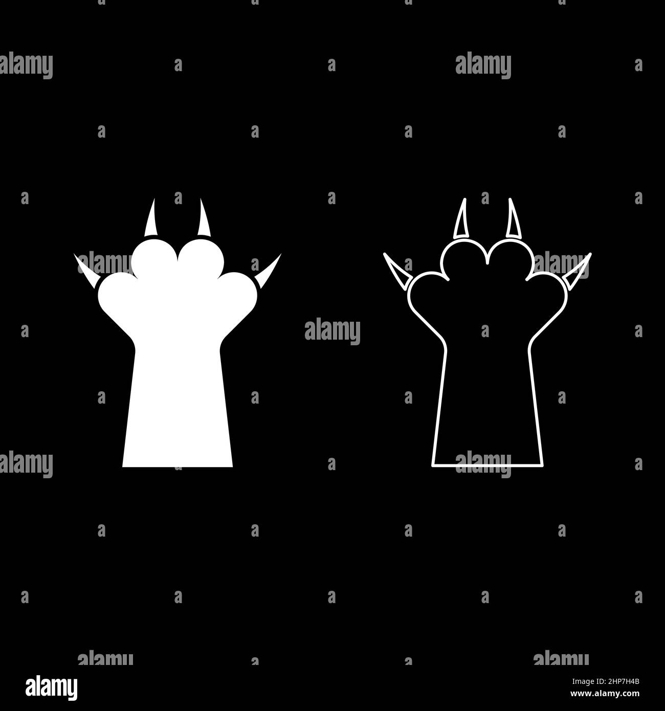 Paw with claw cat icon white color vector illustration flat style image ...