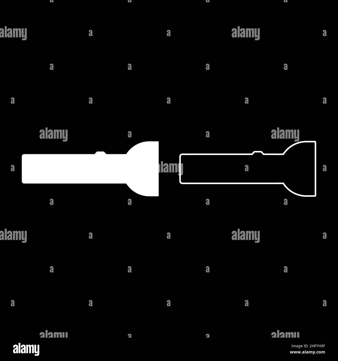 Torch Flashlight Light device icon white color vector illustration flat ...