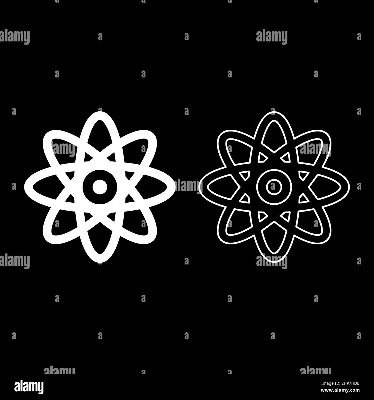 Atom molecular sign icon white color vector illustration flat style ...