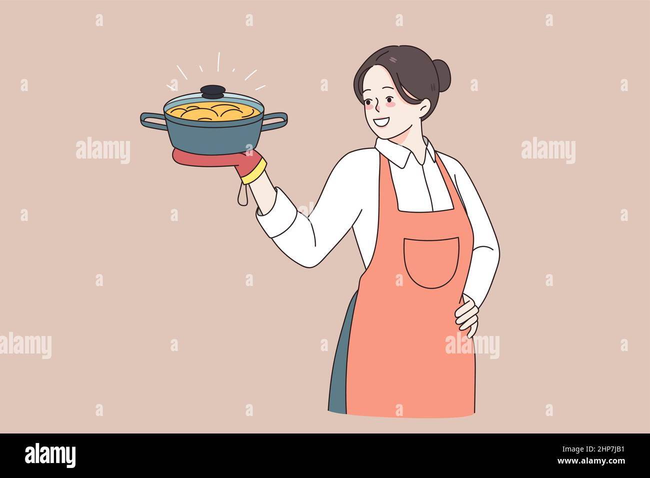 Young happy man cooking Stock Vector Images - Alamy