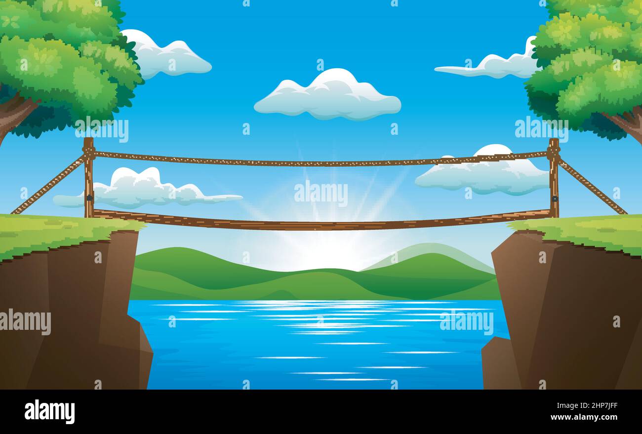 Bridge across lake Stock Vector Images - Alamy