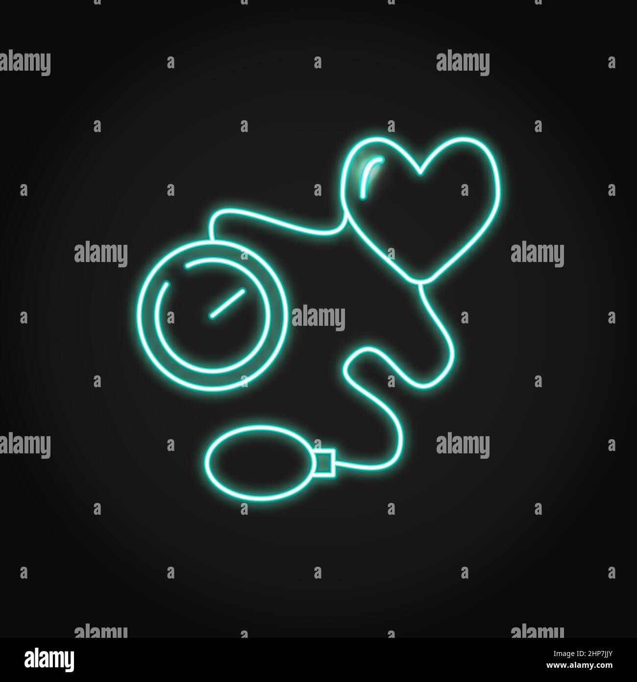 Neon hypertension icon in line style. High blood pressure symbol ...