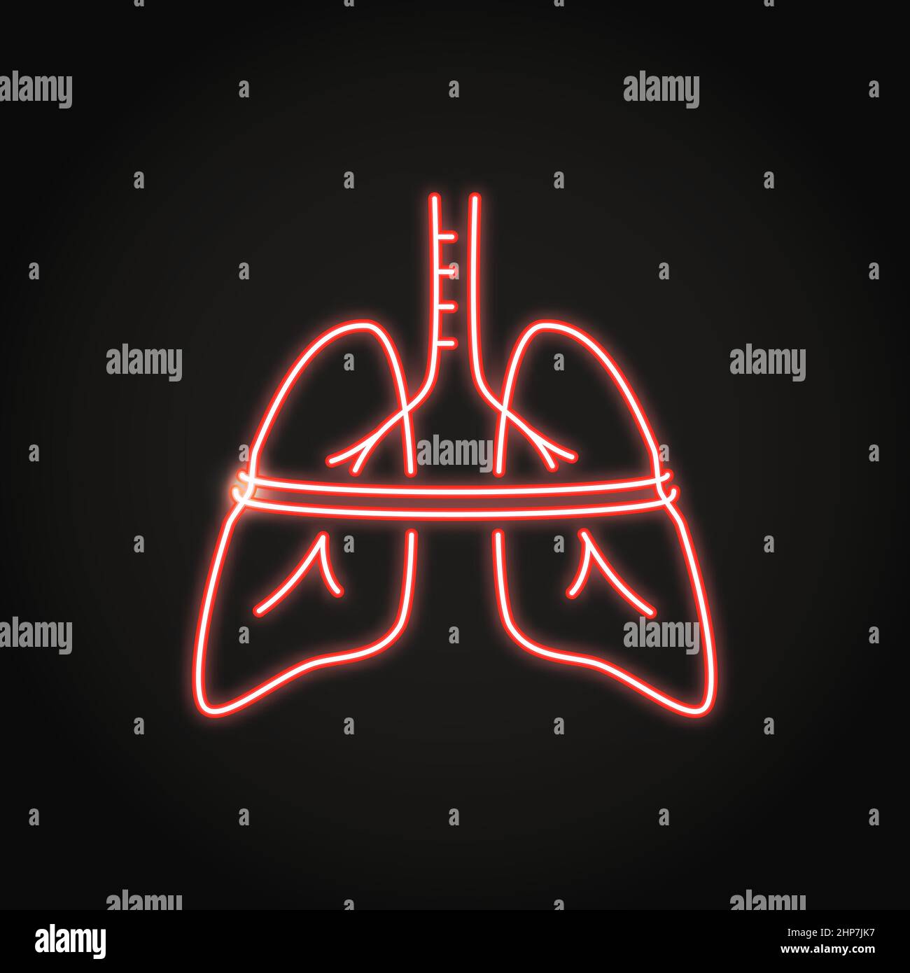 Neon shortness of breath icon in line style. Dyspnea symbol. Vector ...