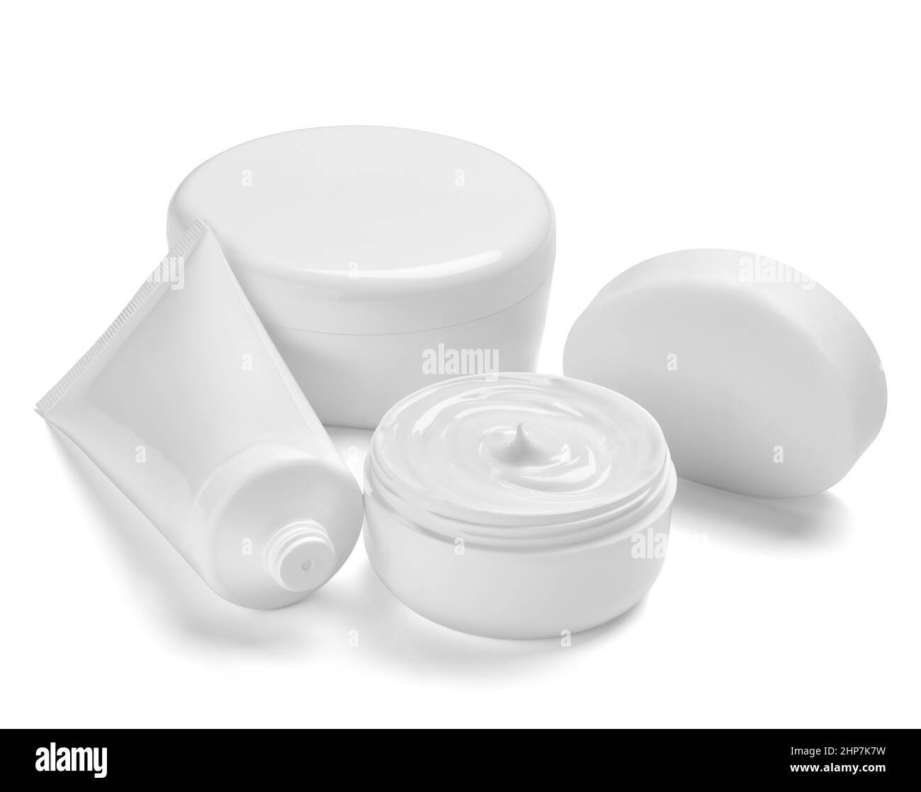 white cream container jar beauty moisturizer tube soap Stock Photo - Alamy
