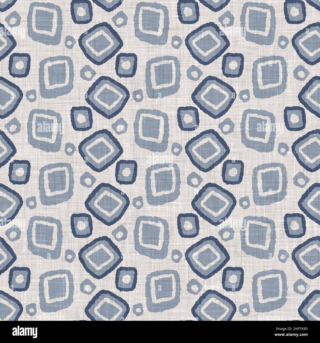 French blue geometric linen seamless pattern. Tonal farmhouse cottage ...