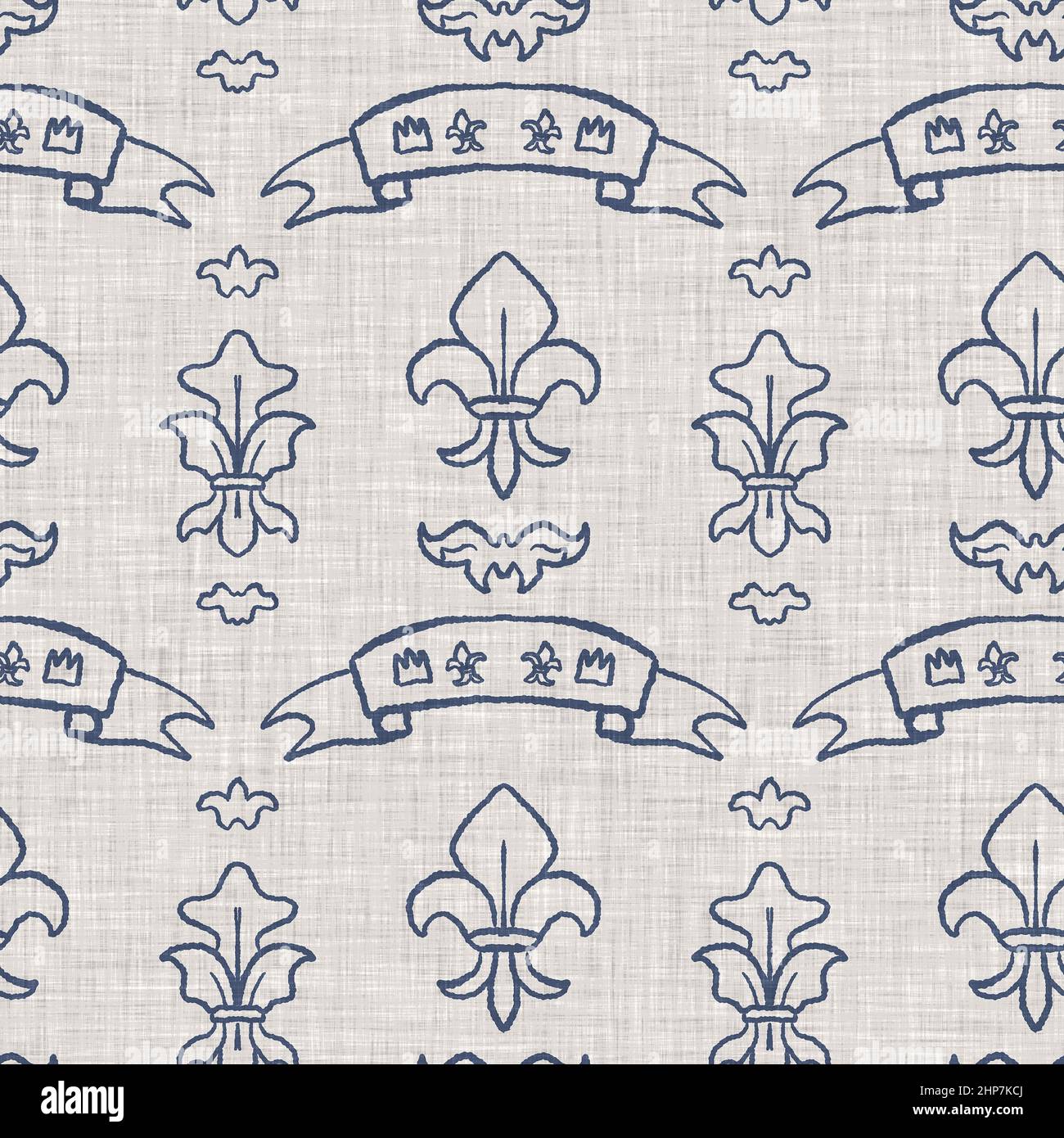 French fleur de lis royal lily seamless pattern. Farmhouse cottage ...
