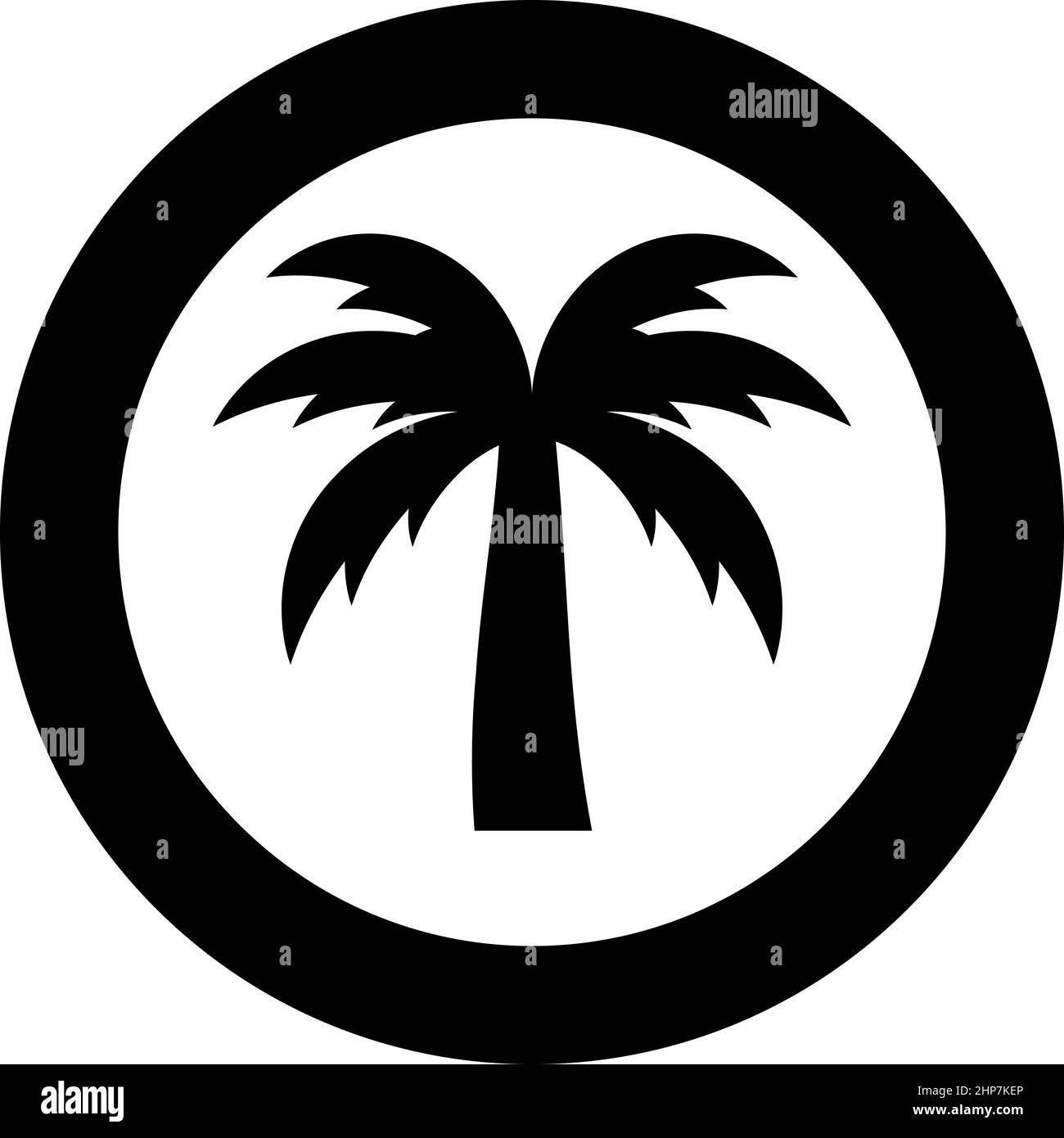 Palm tree silhouette Island concept icon in circle round black color ...