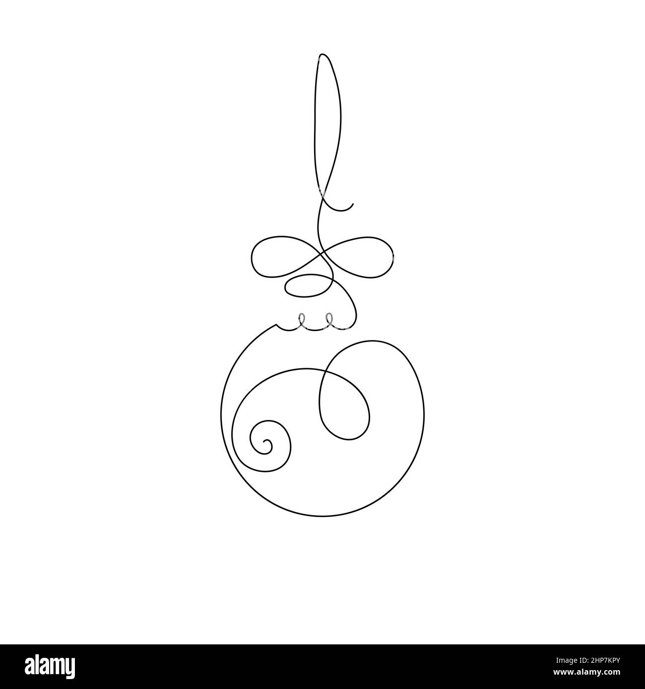 Continuous single line drawing of christmas ball. New Years celebration ...