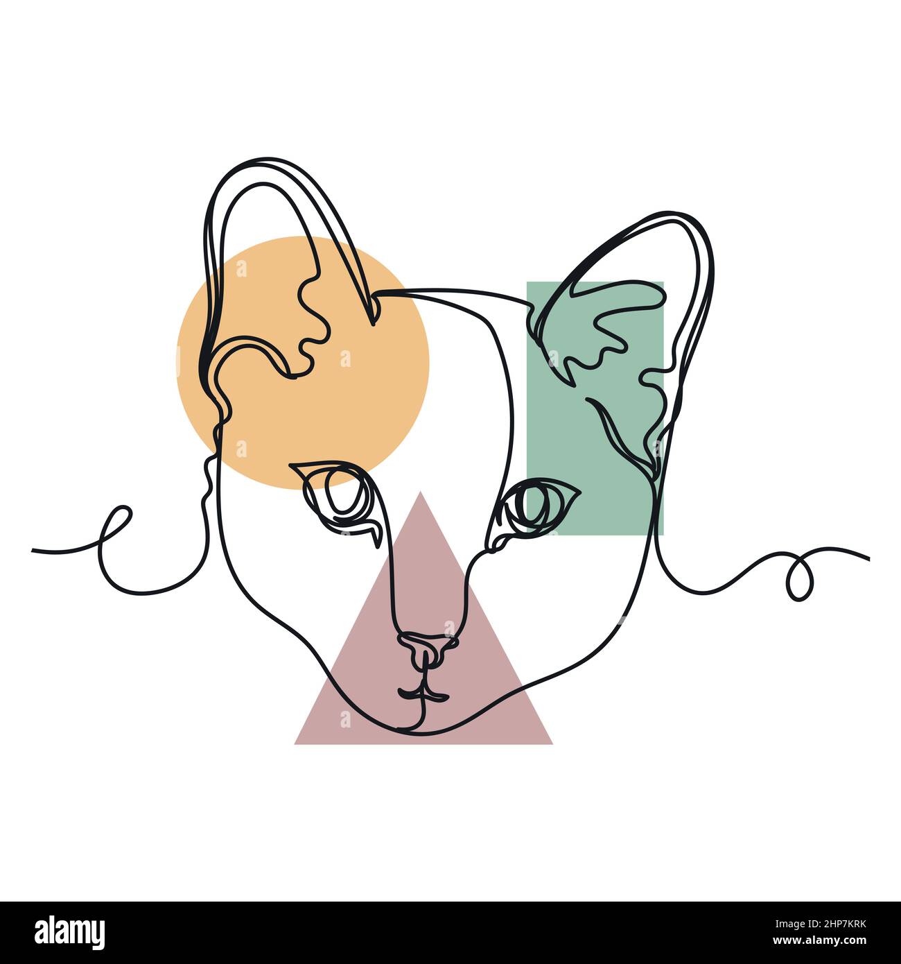 Cat Face Line Drawing