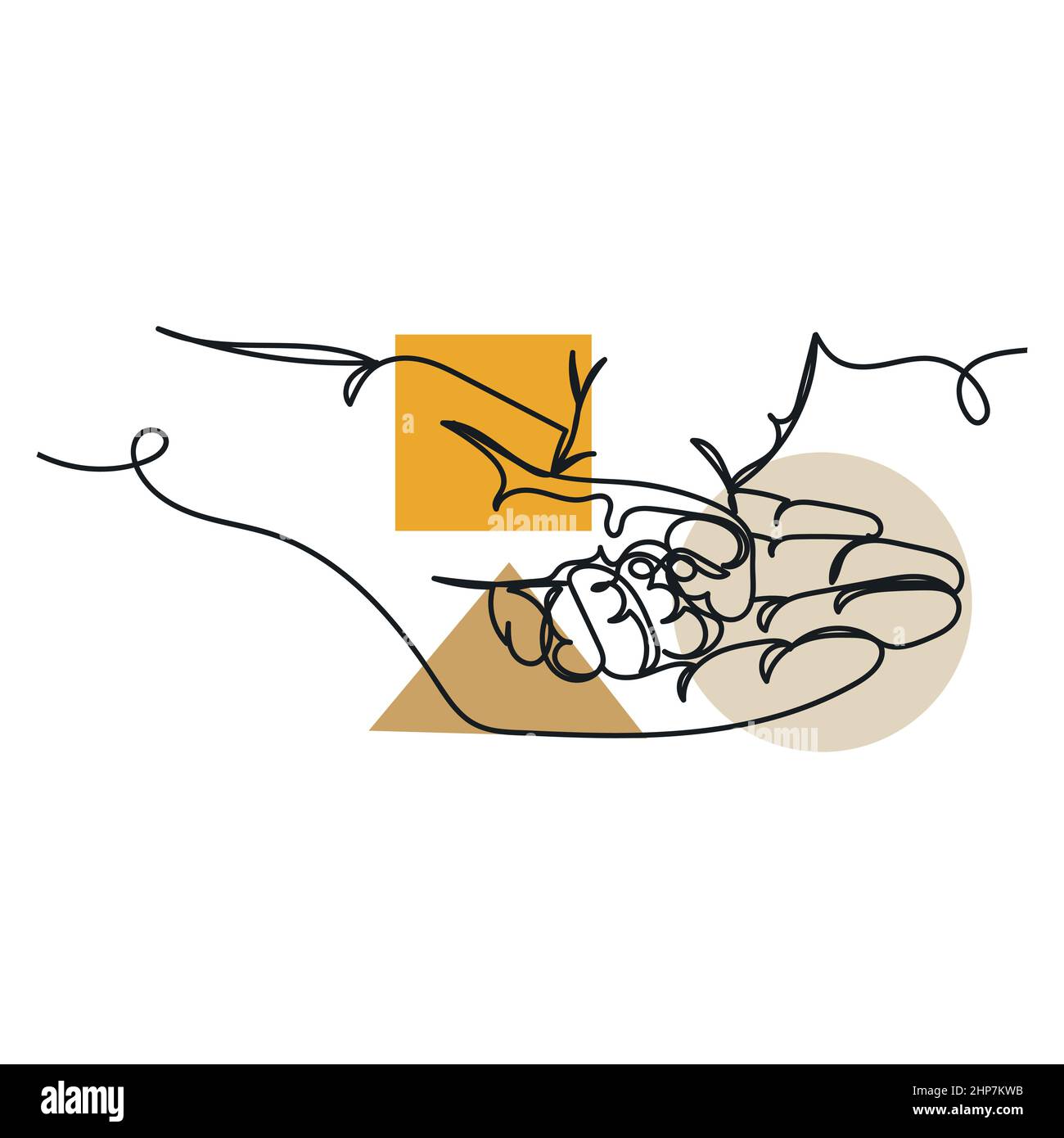 Vector Abstract Continuous One Single Simple Line Drawing Icon Of Hand