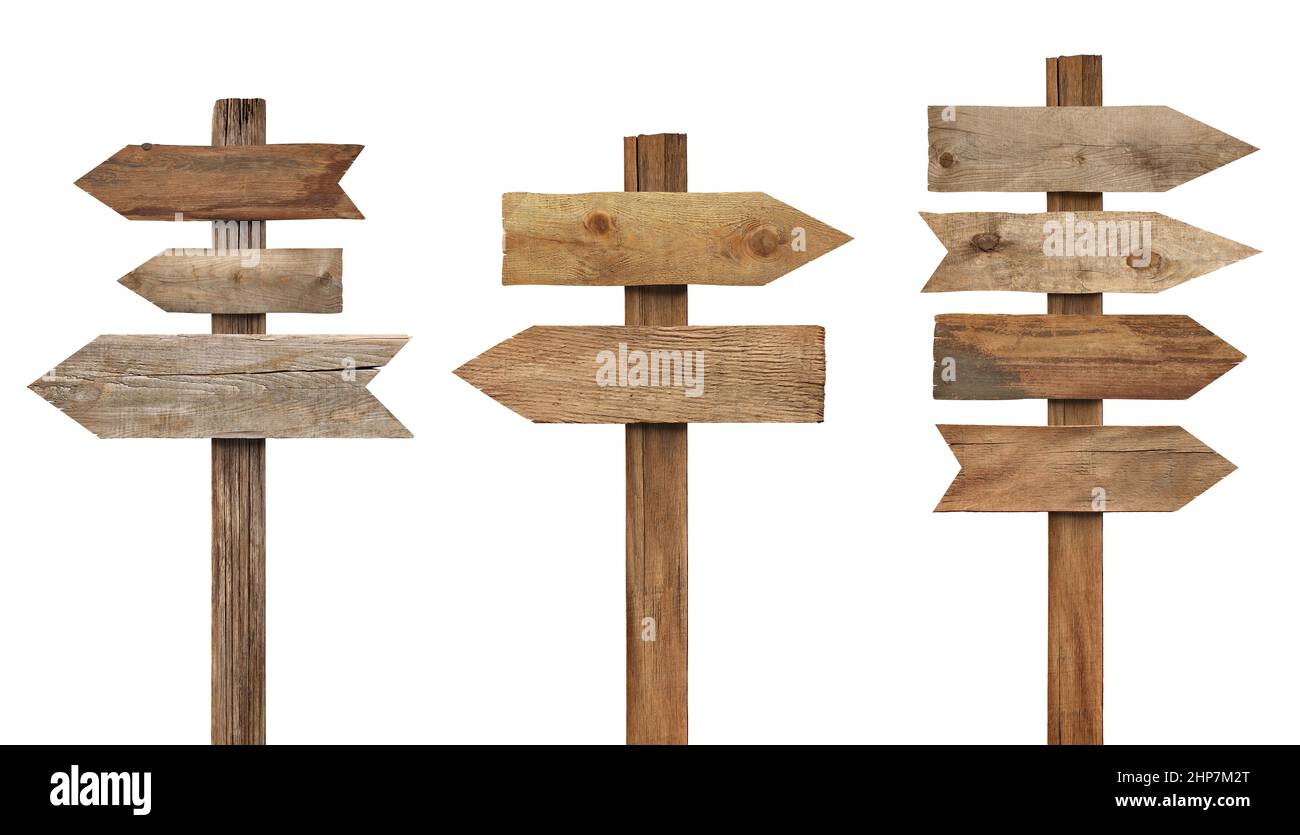 wood wooden sign arrow board plank signpost Stock Photo - Alamy