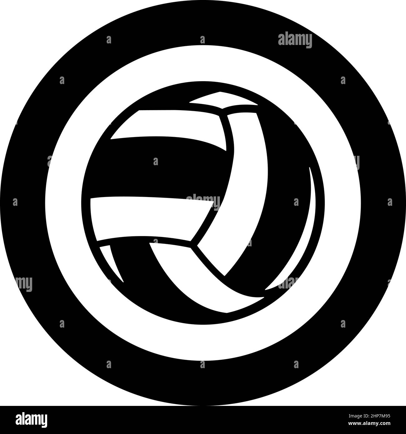 Volleyball ball sport equipment icon in circle round black color vector ...