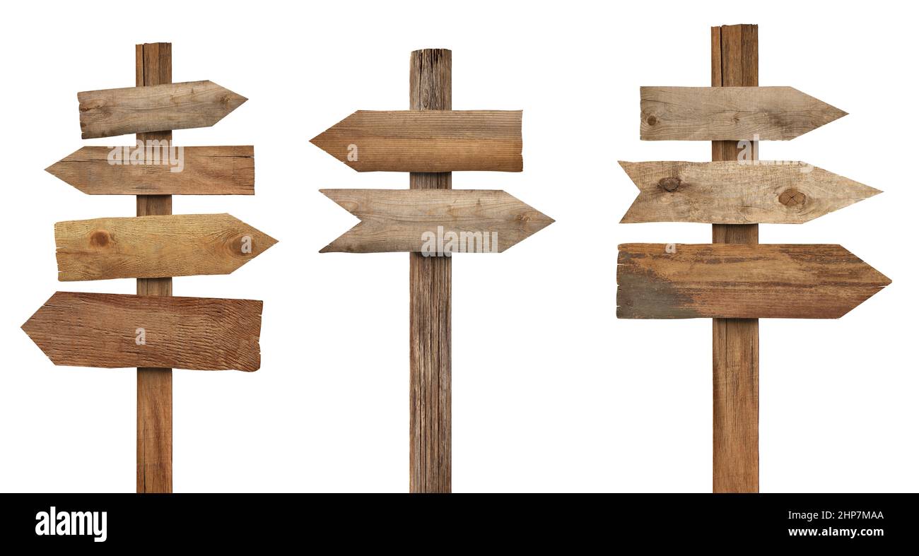 wood wooden sign arrow board plank signpost Stock Photo - Alamy