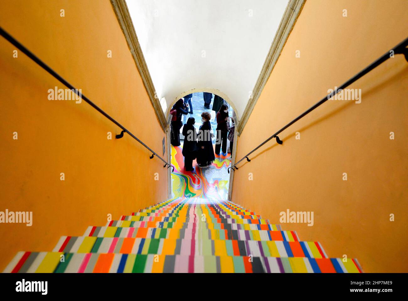 Chiostro del Bramante, Rome, Italy, February 18, 2022, The staircase by ...