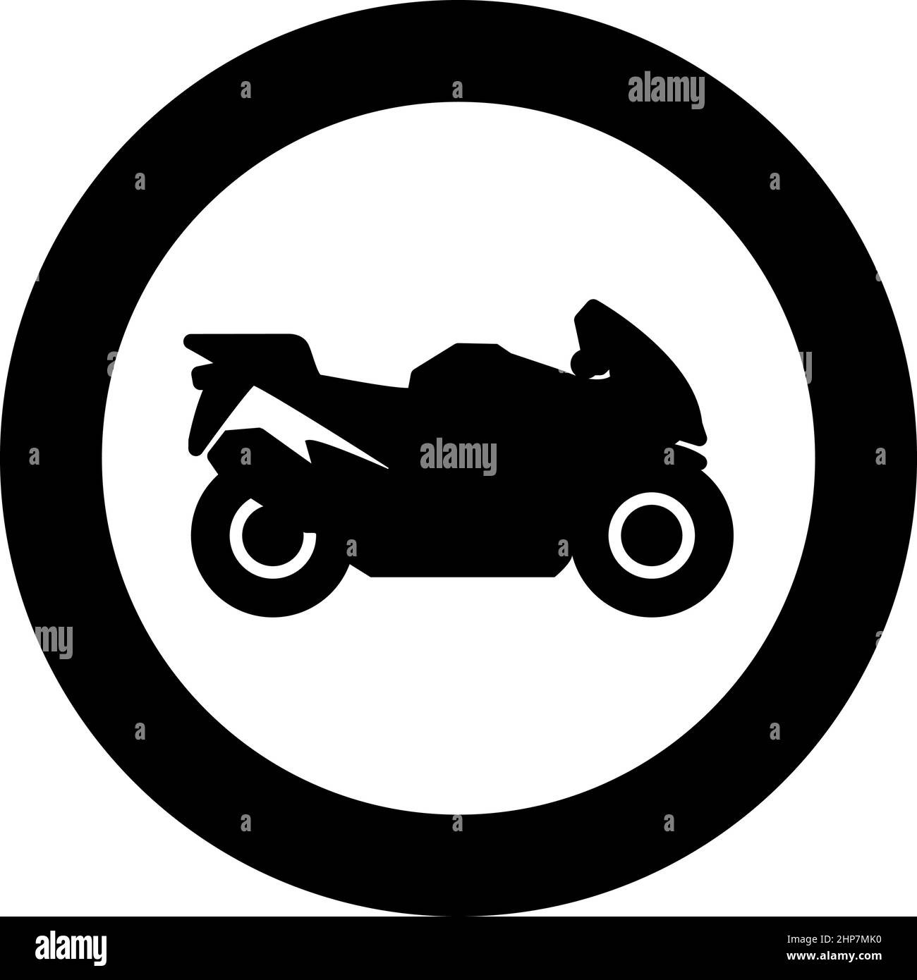 Motorbike silhouette motorcycle sport bike icon in circle round black ...