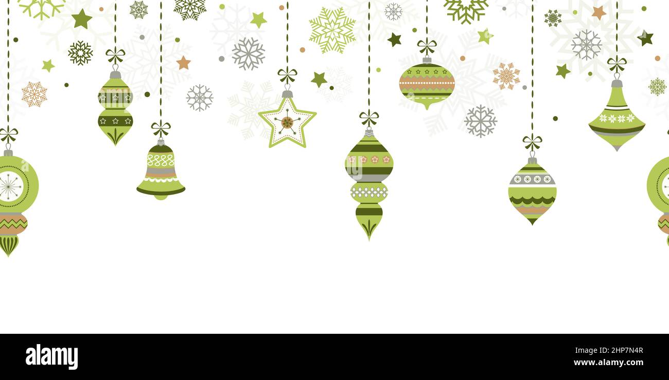 Green christmas baubles hanging Stock Vector Images - Alamy