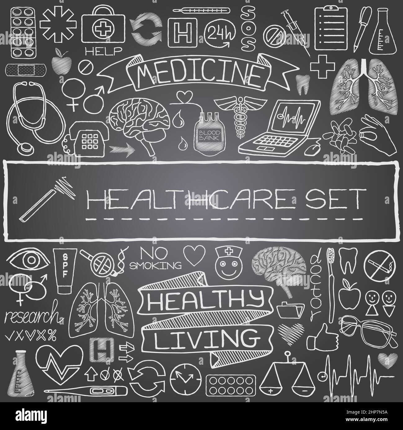 handdrawn medical set on chalkboard Stock Vector Image & Art - Alamy