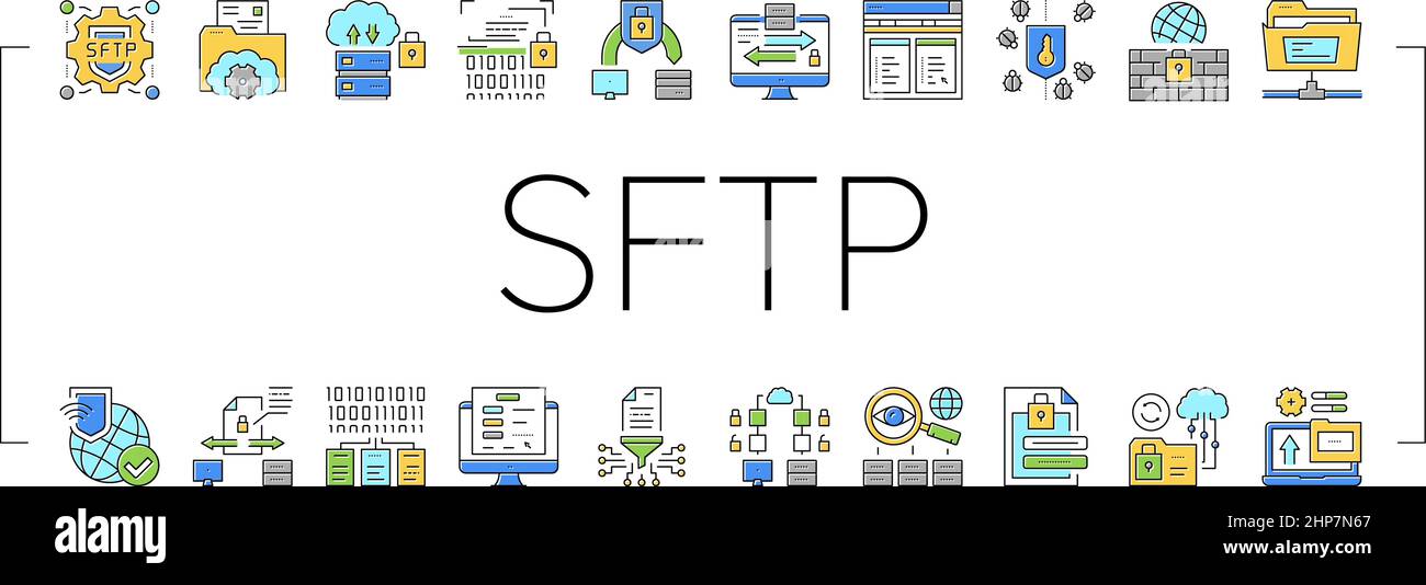 Ssh, Sftp File Transfer Protocol Icons Set Vector Stock Vector Image ... Ssh, Sftp File Transfer Protocol Icons Set Vector Stock Vector Image ...